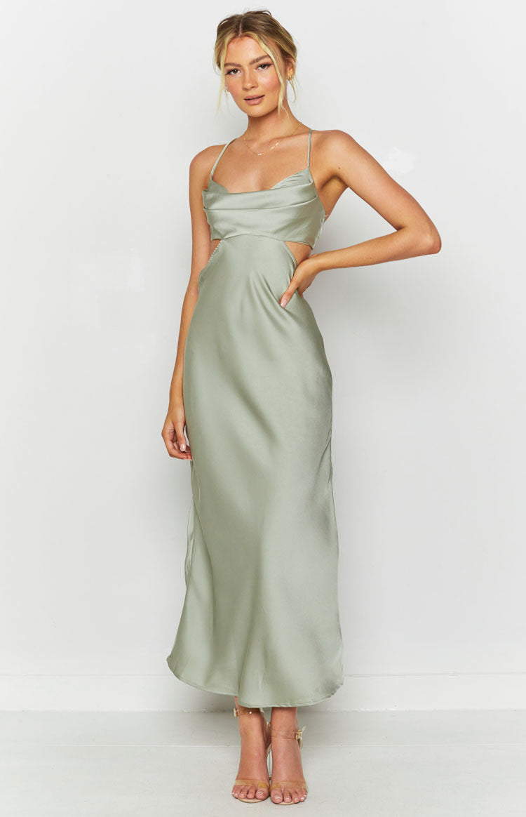 Taleah Cut Out Maxi Dress Sage – Beginning Boutique NZ