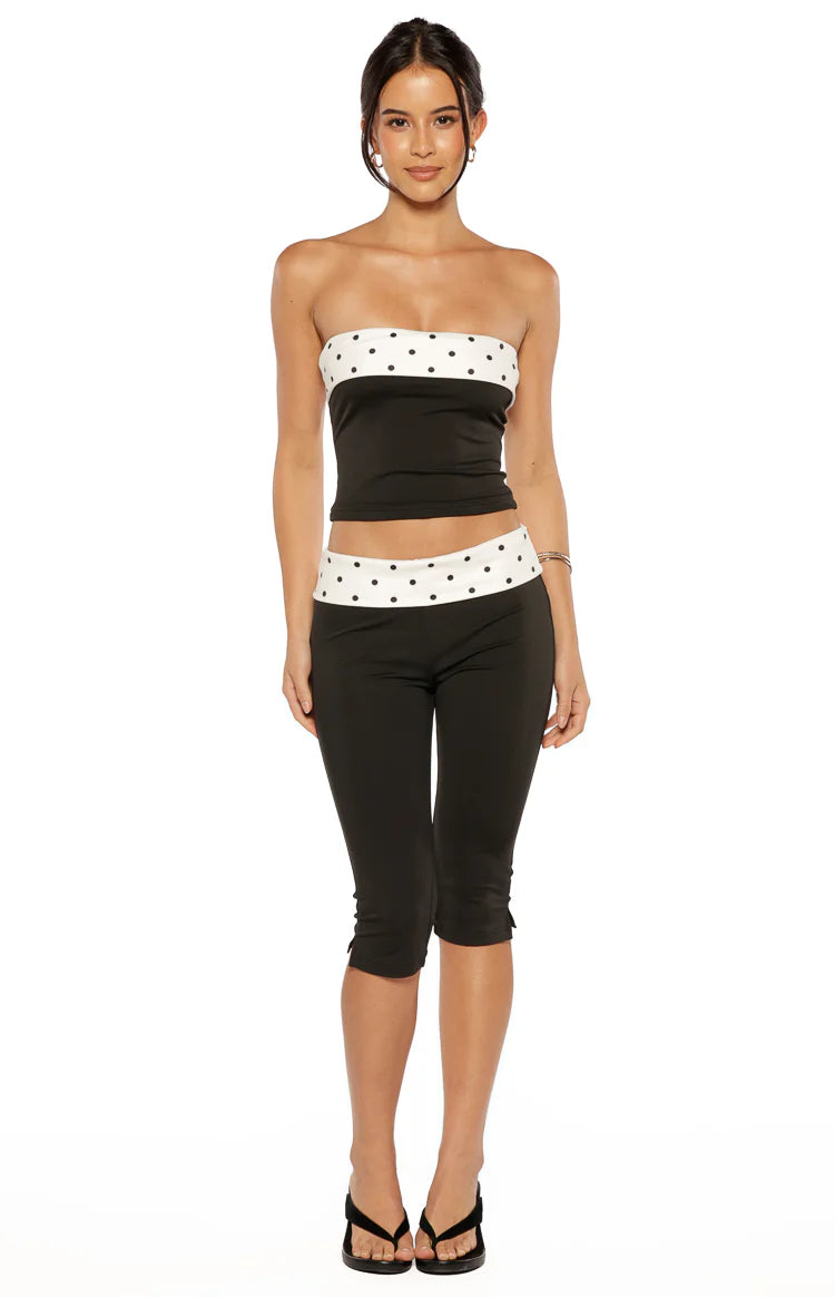 Reece Black Polka Dot Band Capris | Beginning Boutique NZ