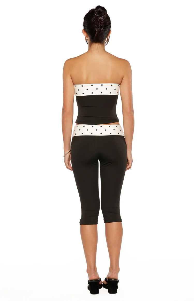 Reece Black Polka Dot Band Capris | Beginning Boutique NZ