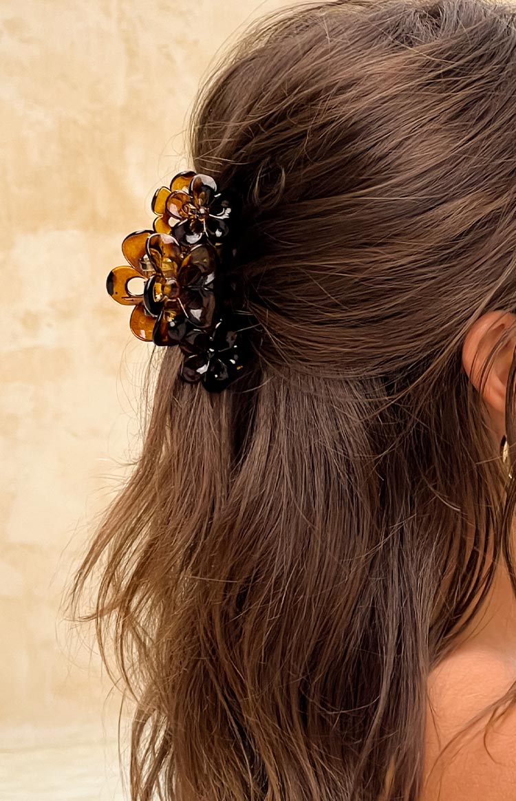 Tam Brown Flower Hair Claw | Beginning Boutique NZ