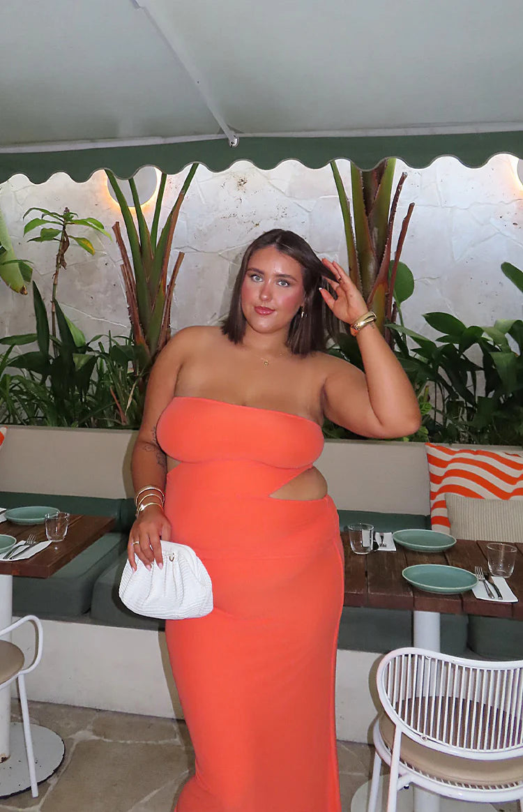 Xela Orange Strapless Maxi Dress | Beginning Boutique NZ