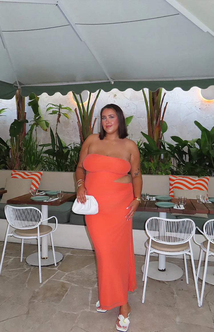 Xela Orange Strapless Maxi Dress | Beginning Boutique NZ